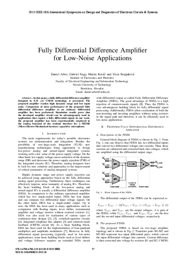 (PDF) Fully Differential Difference Amplifier for Low-Noise Applications