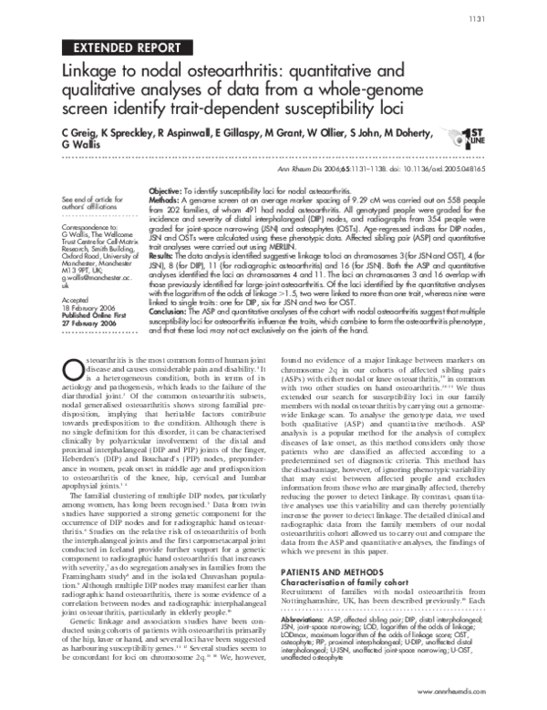 (PDF) Linkage to nodal osteoarthritis: quantitative and qualitative ...