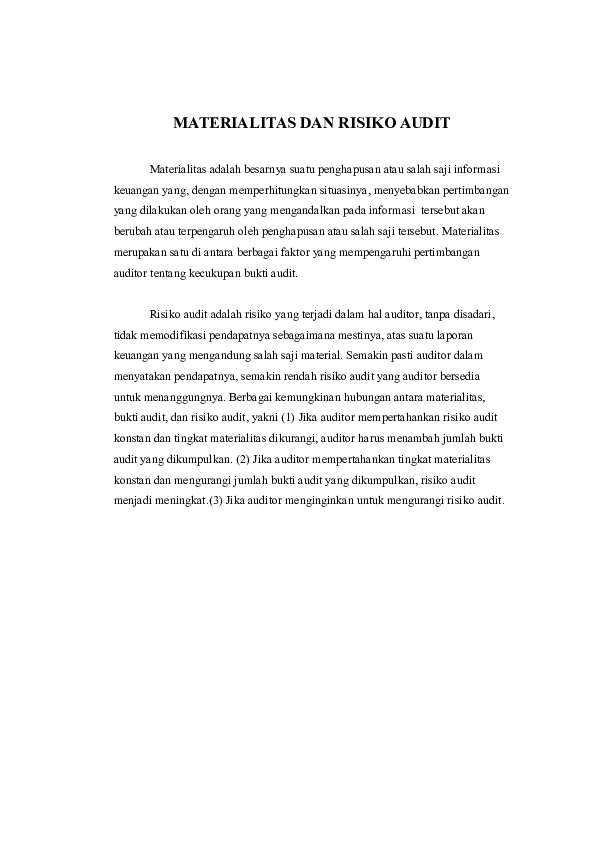 (DOC) MATERIALITAS DAN RISIKO AUDIT