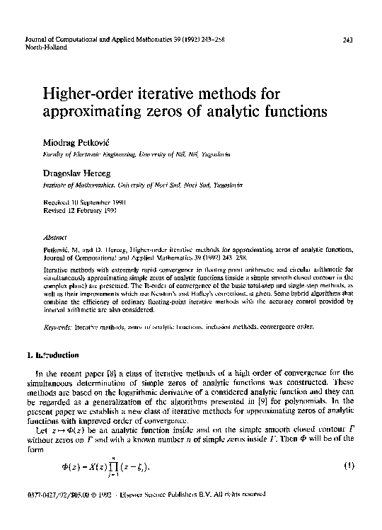Pdf Higher Order Iterative Methods For Approximating Zeros Of