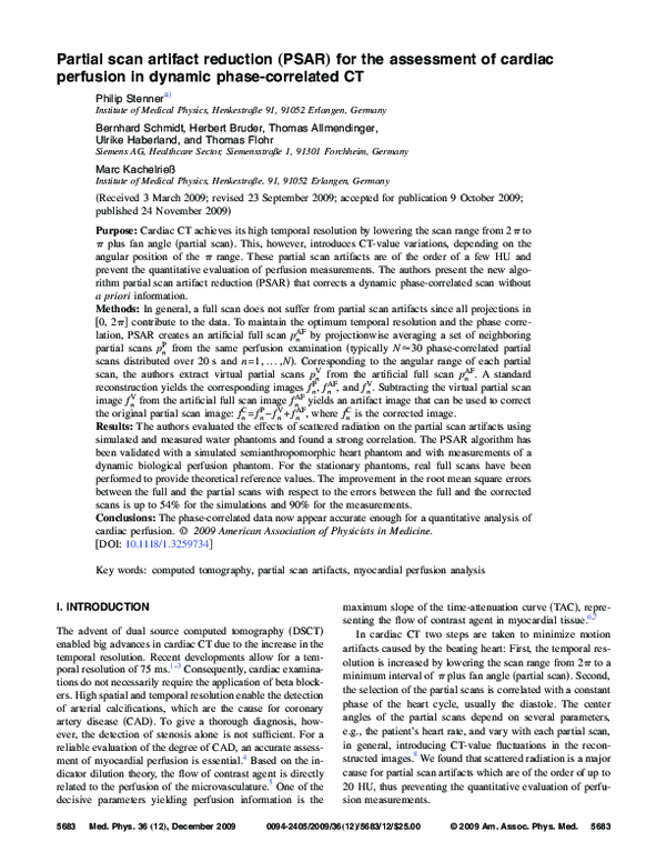(PDF) Partial scan artifact reduction (PSAR) for the assessment of ...