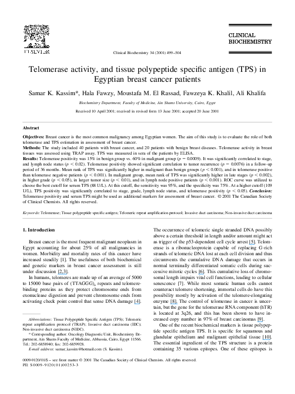 (PDF) 6. Telomerase activity, and tissue polypeptide specific antigen ...