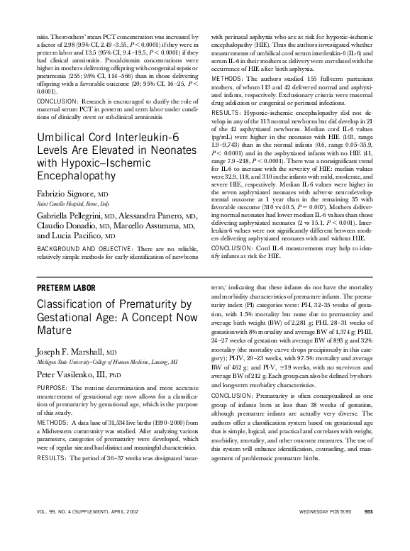(PDF) Classification of prematurity by gestational age: a concept now ...