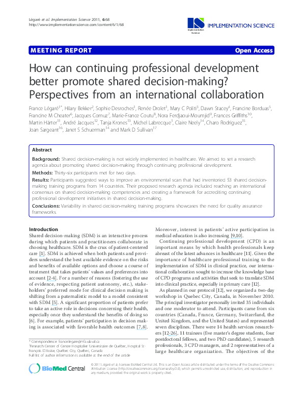 (PDF) How can continuing professional development better promote shared ...