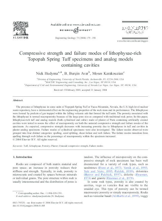 (PDF) Compressive strength and failure modes of lithophysae-rich ...