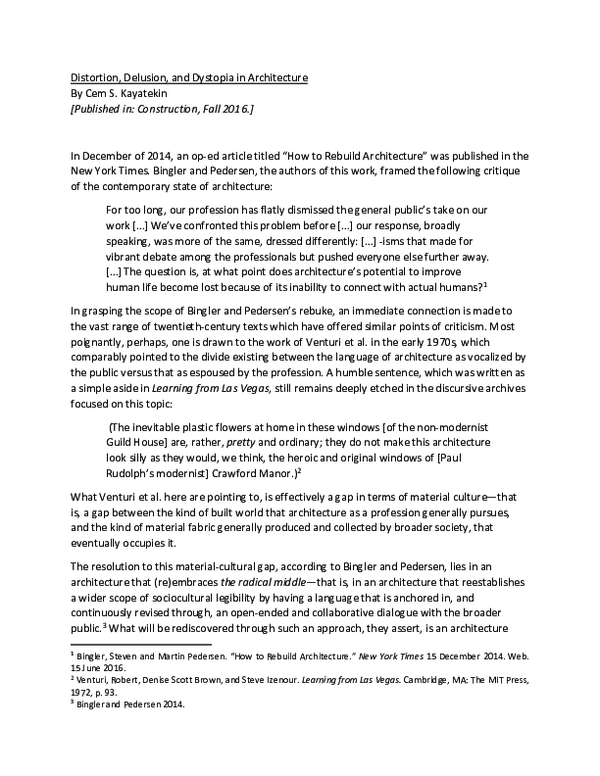 (PDF) Distortion, Delusion, and Dystopia in Architecture