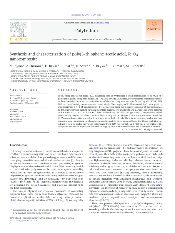 (PDF) Synthesis and characterization of poly(3-thiophene acetic acid ...