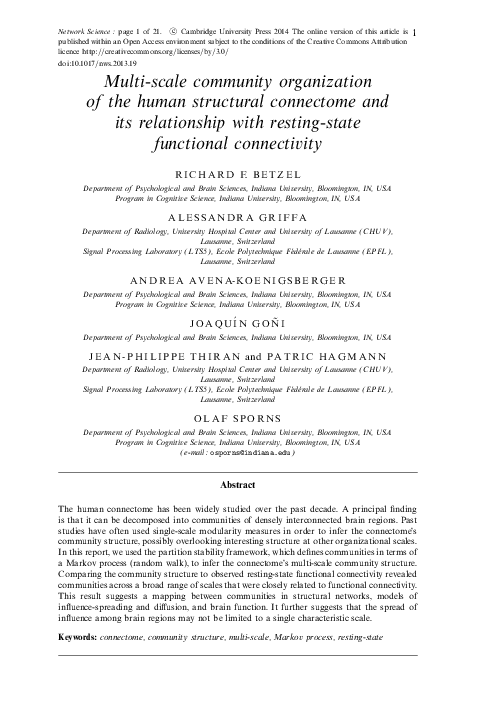 Pdf Multi Scale Community Organization Of The Human Structural