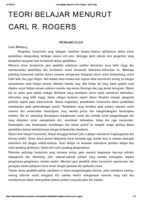 (PDF) Teori Belajar Menurut Carl R (PDF) Teori Belajar Menurut Carl R