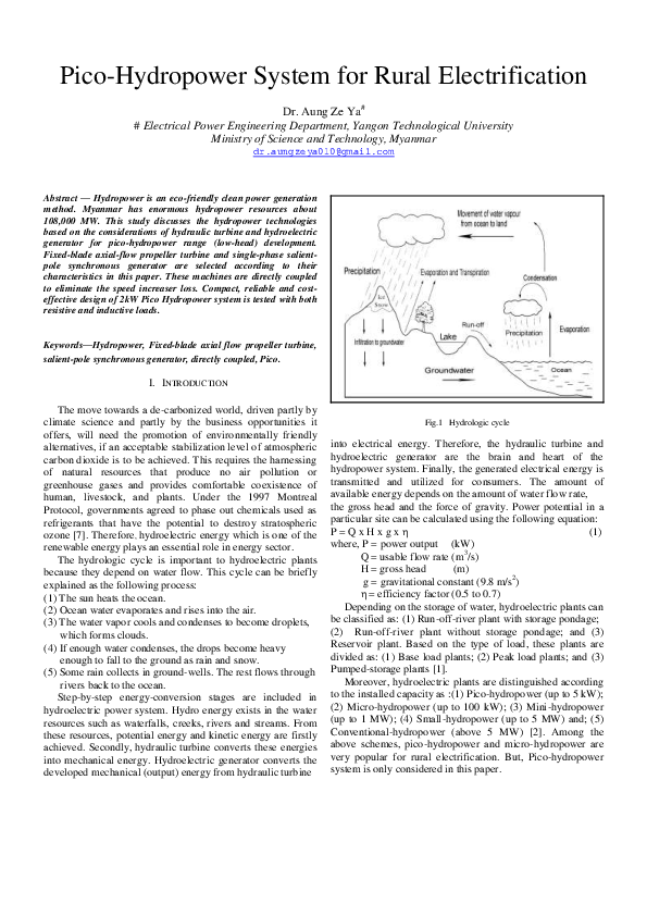 (PDF) Pico-Hydropower System for Rural Electrification