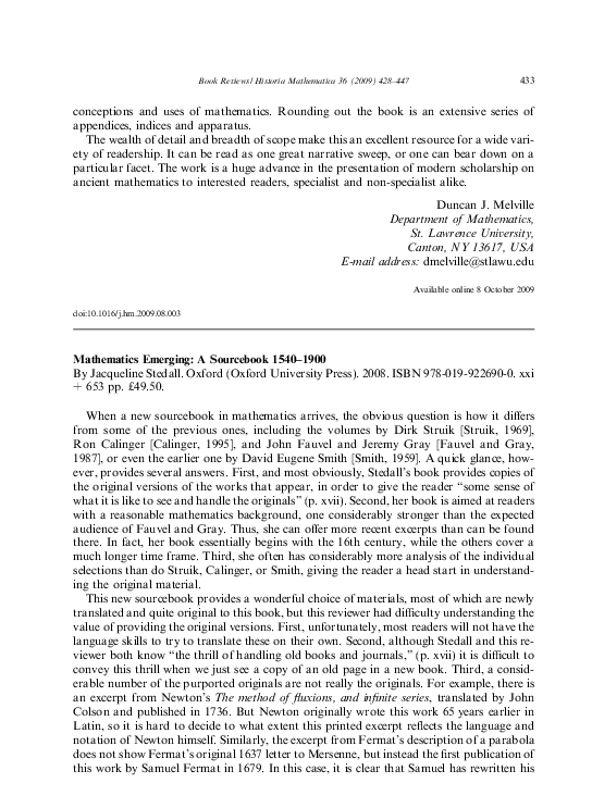 (PDF) Mathematics Emerging: A Sourcebook 1540–1900