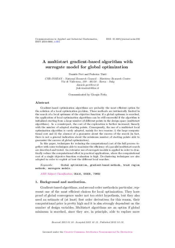 Pdf A Multistart Gradient Based Algorithm With Surrogate Model For