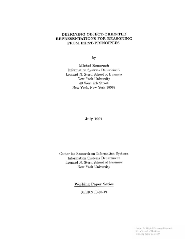 Pdf Designing Object Oriented Representations For Reasoning From First Principles