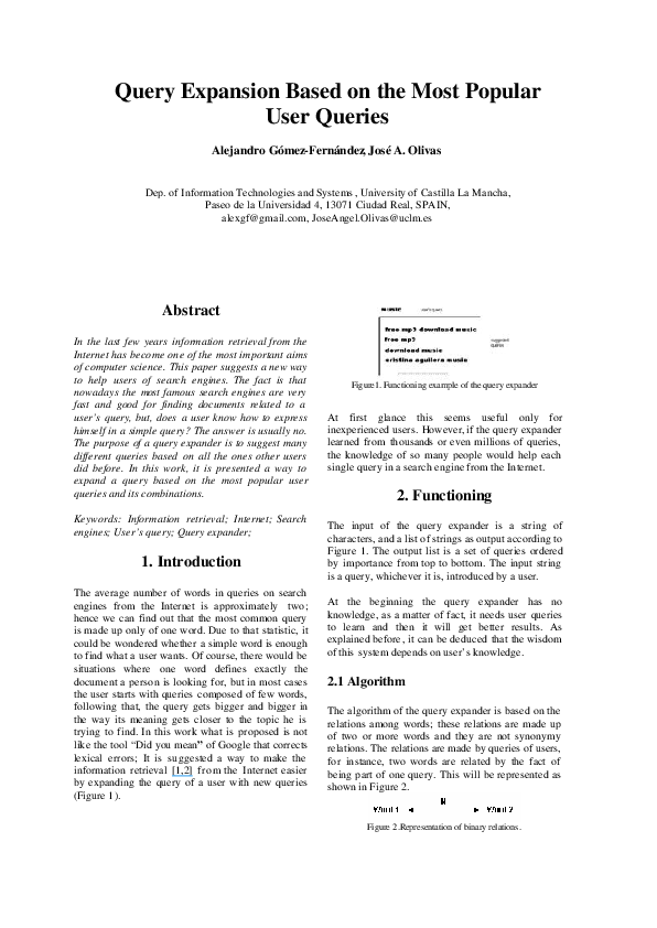(PDF) Query Expansion Based on the Most Popular User Queries
