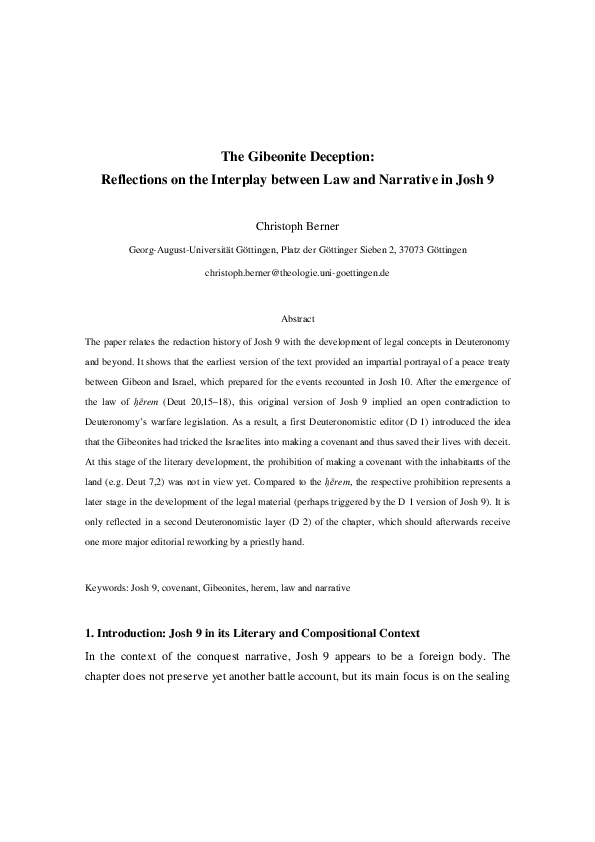 (PDF) The Gibeonite Deception: Reflections on the Interplay between Law ...