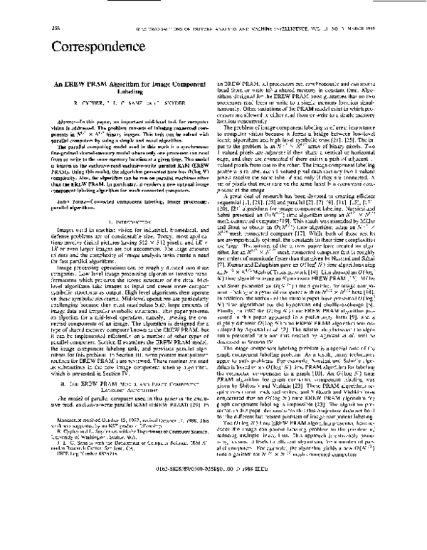 (PDF) An EREW PRAM Algorithm for Image Component Labeling