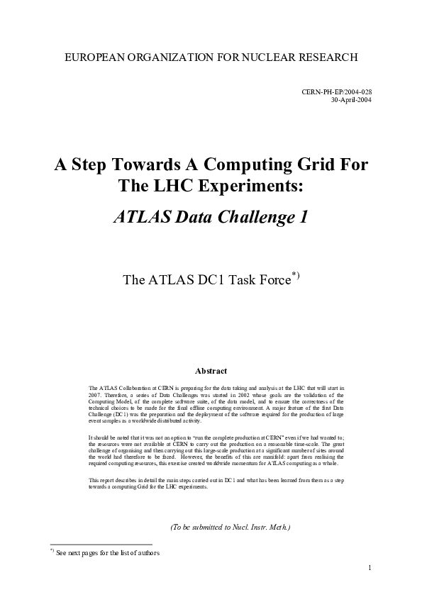 (PDF) A Step Towards A Computing Grid For The LHC Experiments:ATLAS ...