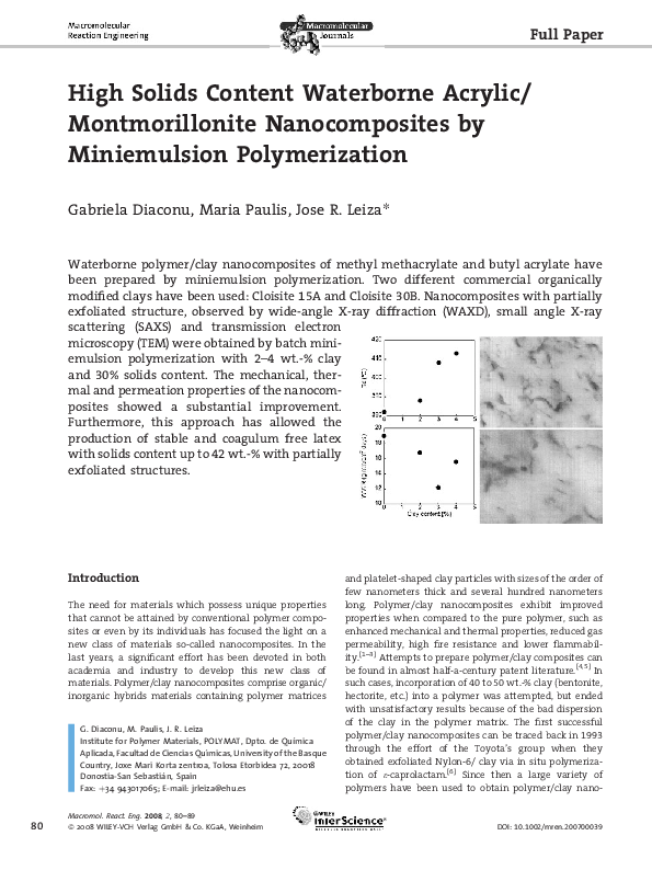(PDF) High Solids Content Waterborne Acrylic/Montmorillonite ...