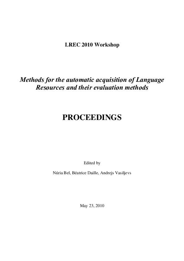 (PDF) Automatic Acquisition of Hungarian Subcategorization Frames