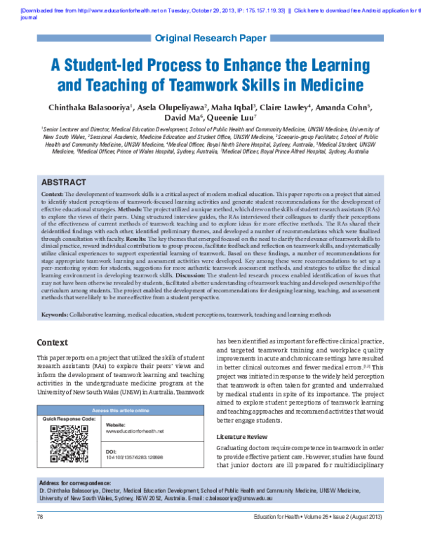 (PDF) A student-led process to enhance the learning and teaching of ...