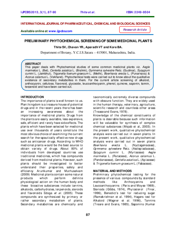 (PDF) INTERNATIONAL JOURNAL OF PHARMACEUTICAL, CHEMICAL AND BIOLOGICAL ...