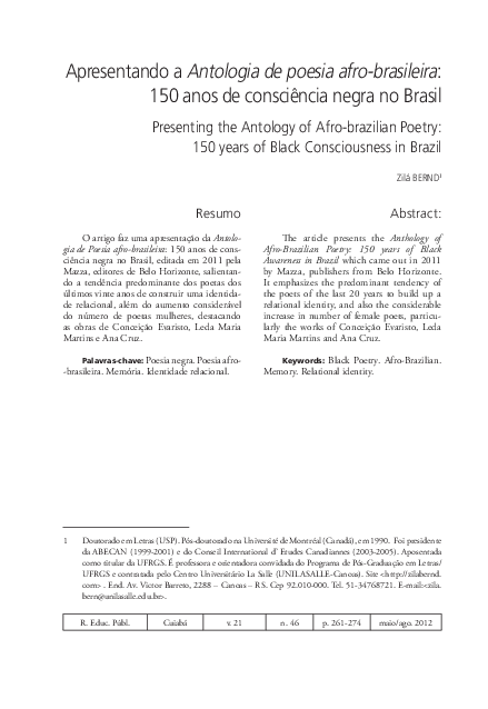 (PDF) Apresentando a Antologia de poesia afro-brasileira: 150 anos de ...