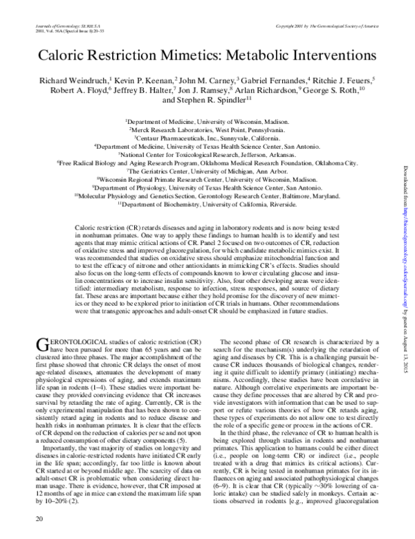 (PDF) Caloric Restriction Mimetics: Metabolic Interventions