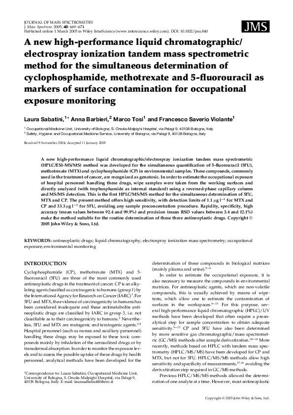 (PDF) A new high-performance liquid chromatographic/electrospray ionization tandem mass ...