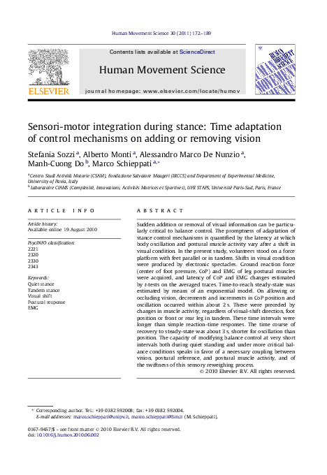 (PDF) Sensorimotor integration during stance: Time adaptation of control mechanisms on adding or ...