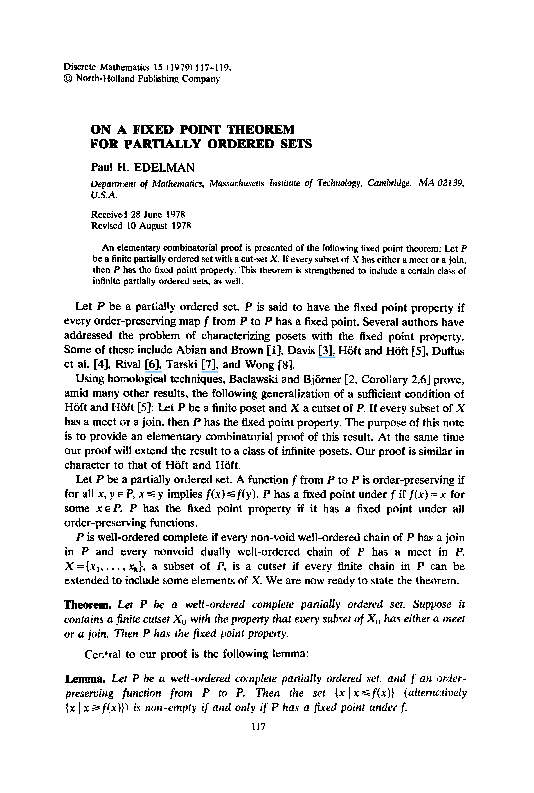 Pdf On A Fixed Point Theorem For Partially Ordered Sets