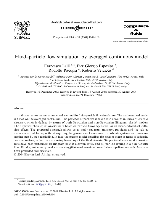 (PDF) Fluid–particle flow simulation by averaged continuous model