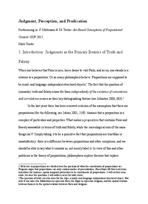 (DOC) Judgement, Perception and Predication