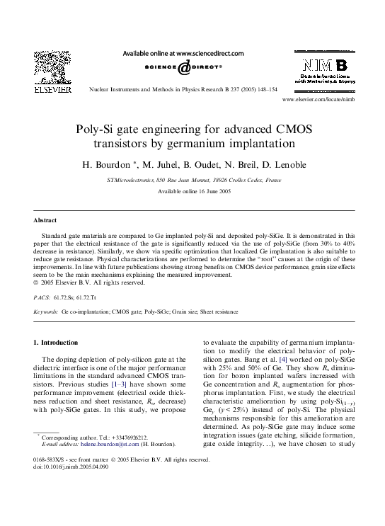 (PDF) Poly-Si gate engineering for advanced CMOS transistors by ...