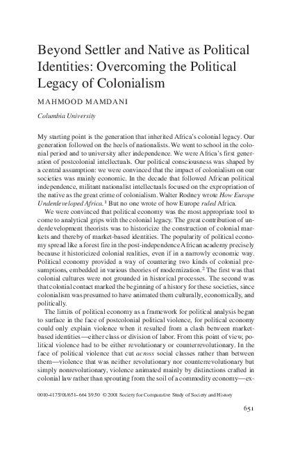 (PDF) Beyond Settler and Native as Political Identities: Overcoming the ...