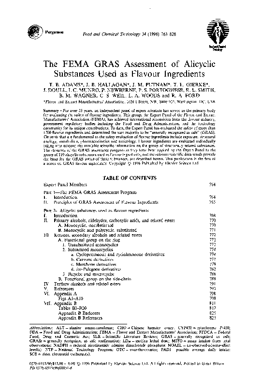 (PDF) The FEMA GRAS assessment of alicyclic substances used as flavour ...