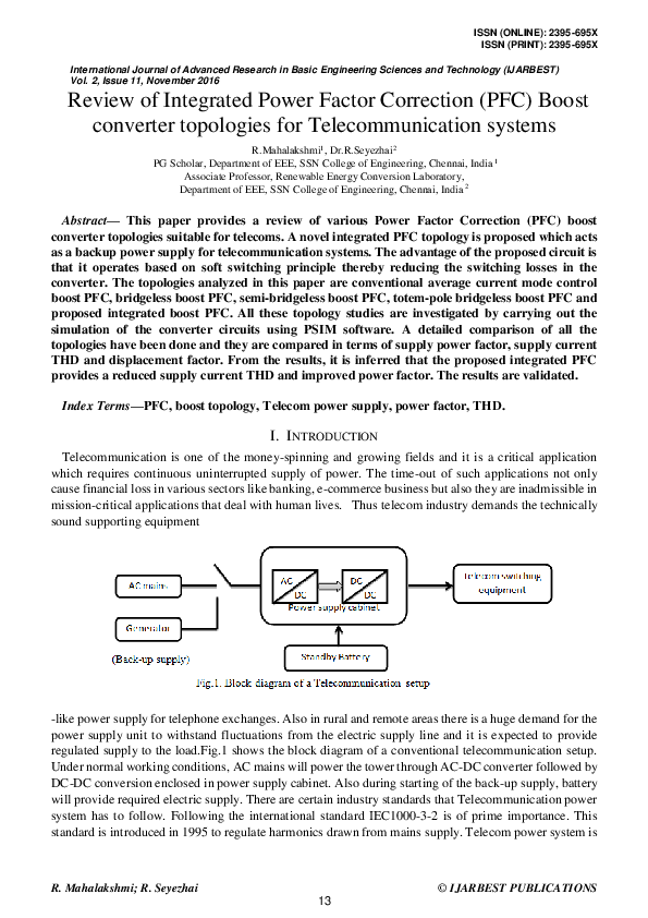 (PDF) Review of Integrated Power Factor Correction (PFC) Boost ...