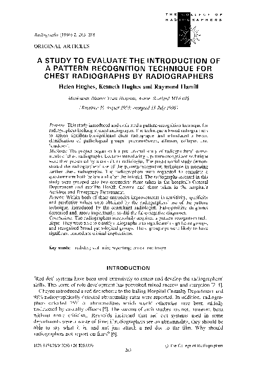 (PDF) A study to evaluate the introduction of a pattern recognition ...