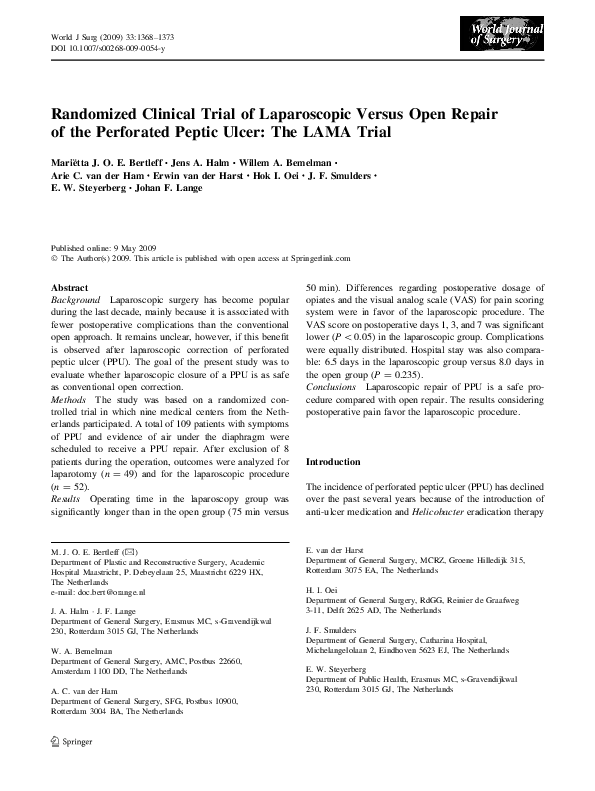 (PDF) Randomized clinical trial of laparoscopicversus open ...