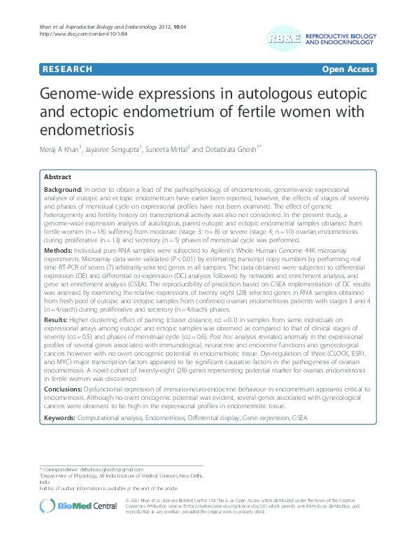 (PDF) Genome-wide expressions in autologous eutopic and ectopic ...