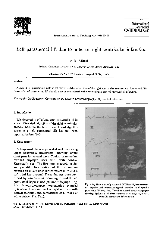 (PDF) Left parasternal lift due to anterior right ventricular ...