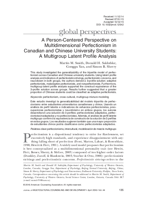 (PDF) A Person-Centered Perspective on Multidimensional Perfectionism ...
