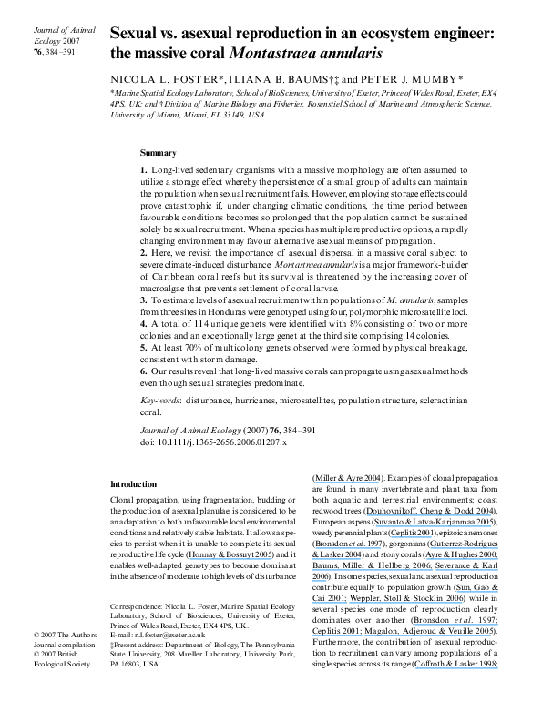 (PDF) Sexual vs. asexual reproduction in an ecosystem engineer: the ...