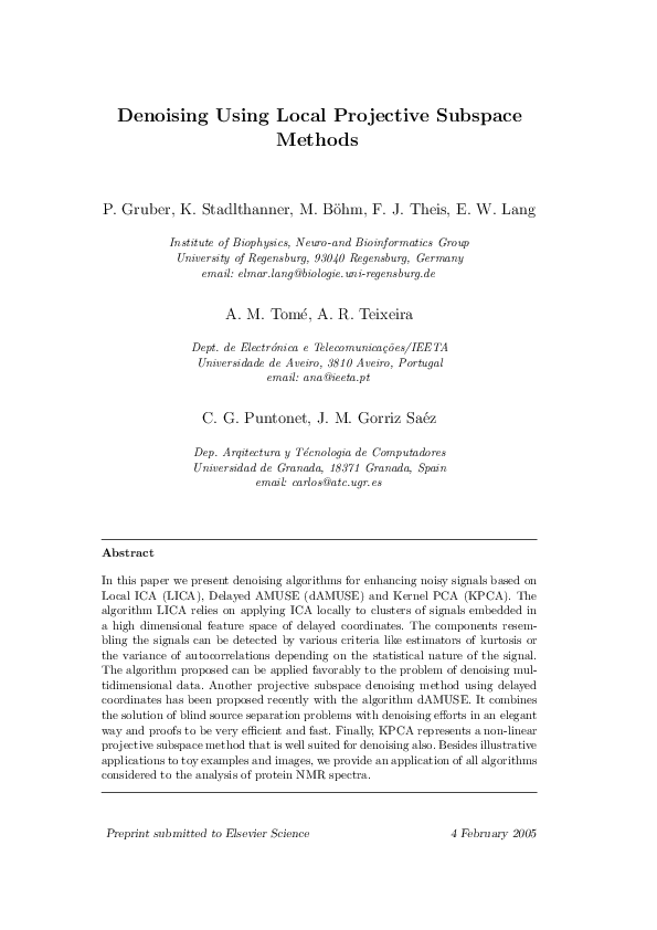 (PDF) Denoising using local projective subspace methods
