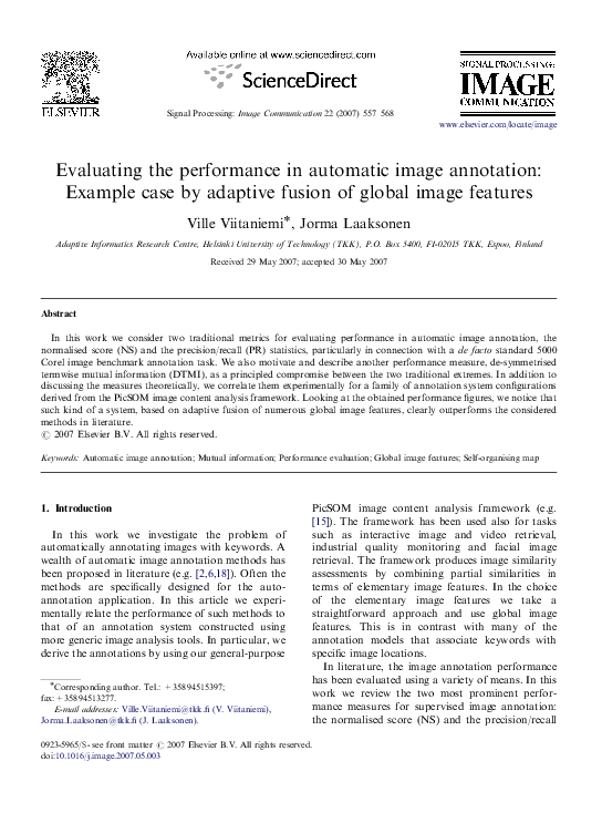 (PDF) Evaluating the performance in automatic image annotation: Example case by adaptive fusion ...