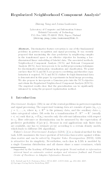 (PDF) Regularized Neighborhood Component Analysis