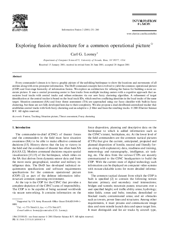 (PDF) Exploring fusion architecture for a common operational picture ...