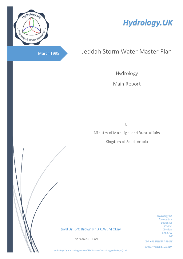 (PDF) Jeddah Regional Design Storm and Flood Hydrology 1995 - Main Report