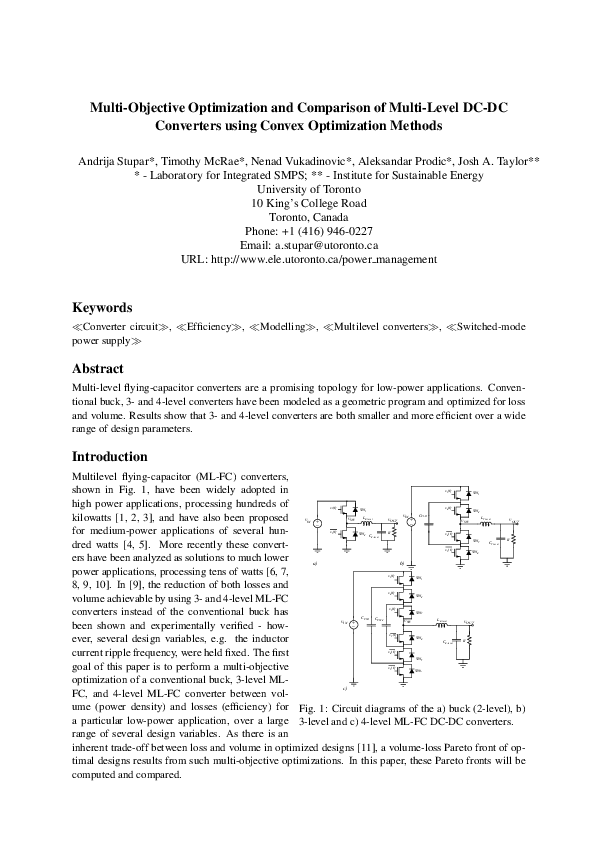 (PDF) Multi-Objective Optimization and Comparison of Multi-Level DC-DC Converters using Convex ...