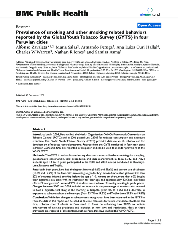 (PDF) Prevalence of smoking and other smoking-related behaviors ...