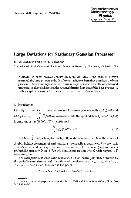 (PDF) Large deviations for stationary Gaussian processes